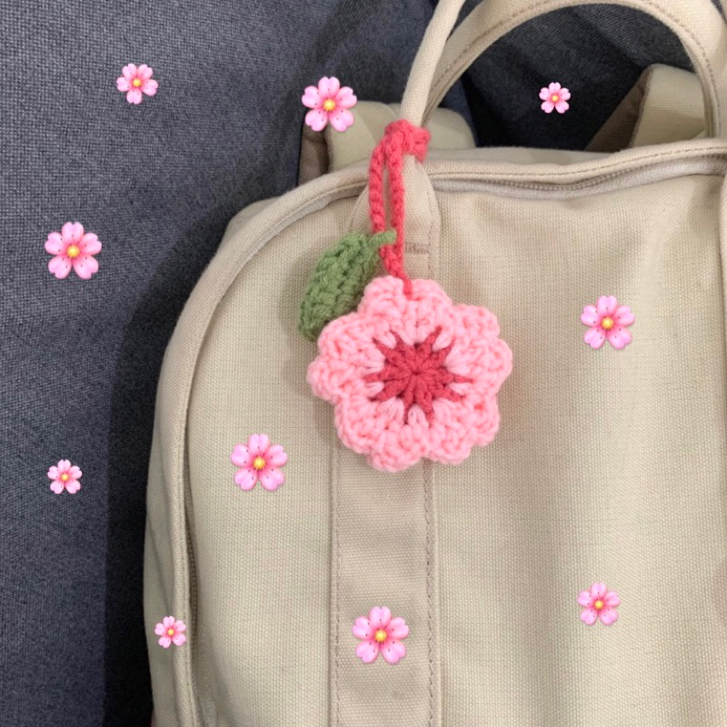 Sakura Bag Charm Crochet Knitted Flower Keychain | Shopee Malaysia