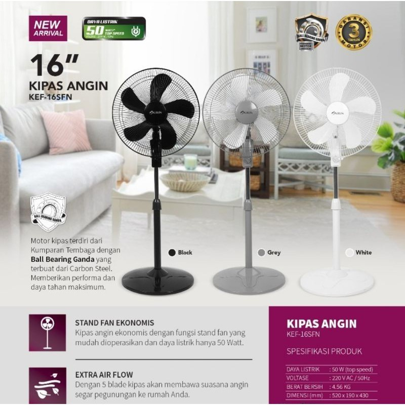 Kirin 16 Inch Stand Fan KEF-16SFN Official Guarantee | Shopee Malaysia