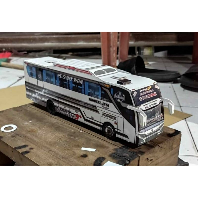 Miniature bus kids panda TJ/bus viral/papercraft/bus Toy Collection ...