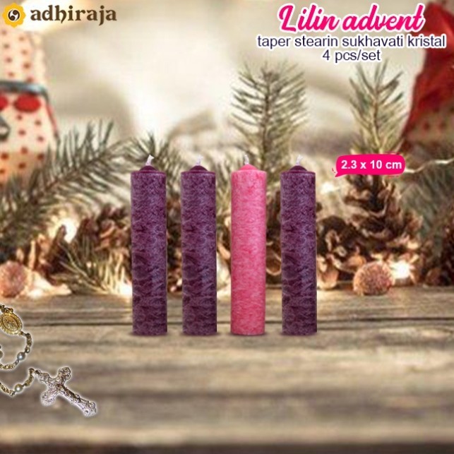 UNGU LILIN Christmas Prayer Advent Candle Purple Pink Stearin Crystal ...