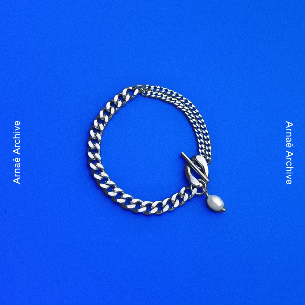 Arnaé Archive 田 Drop Pearl Chain Bracelet 田 Unisex Premium Stainless ...