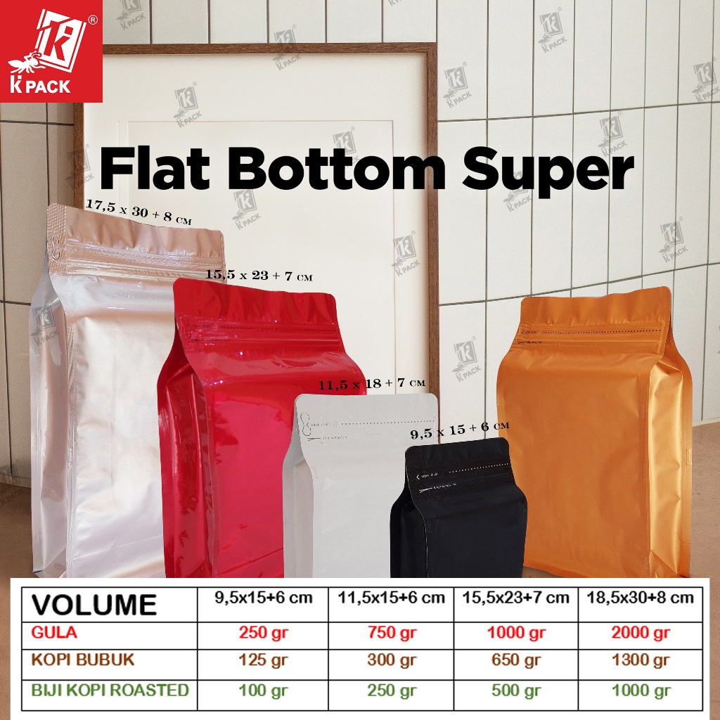 Kpack Coffee Bag Flat Bottom Coffee Powder Bean Packaging FULL GUSSET ...