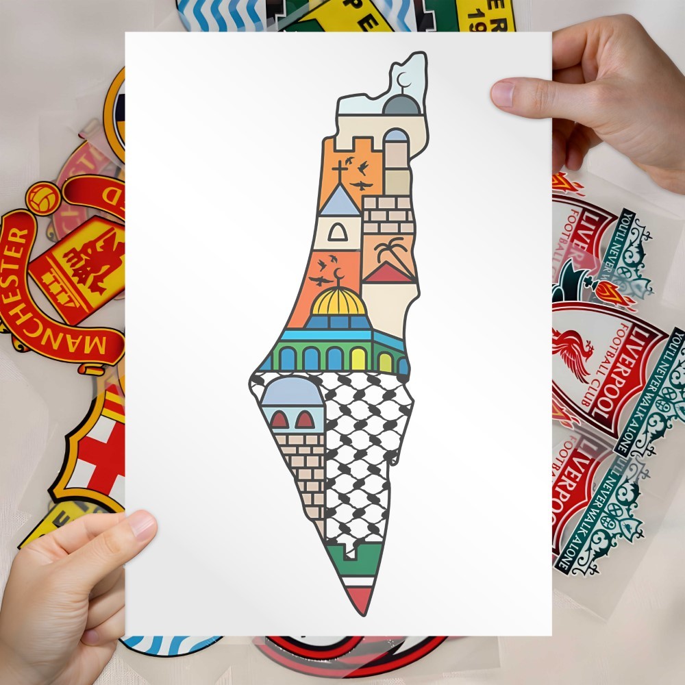 Palestine Digital DTF Print Screen Printing Palestine Map Geographic ...
