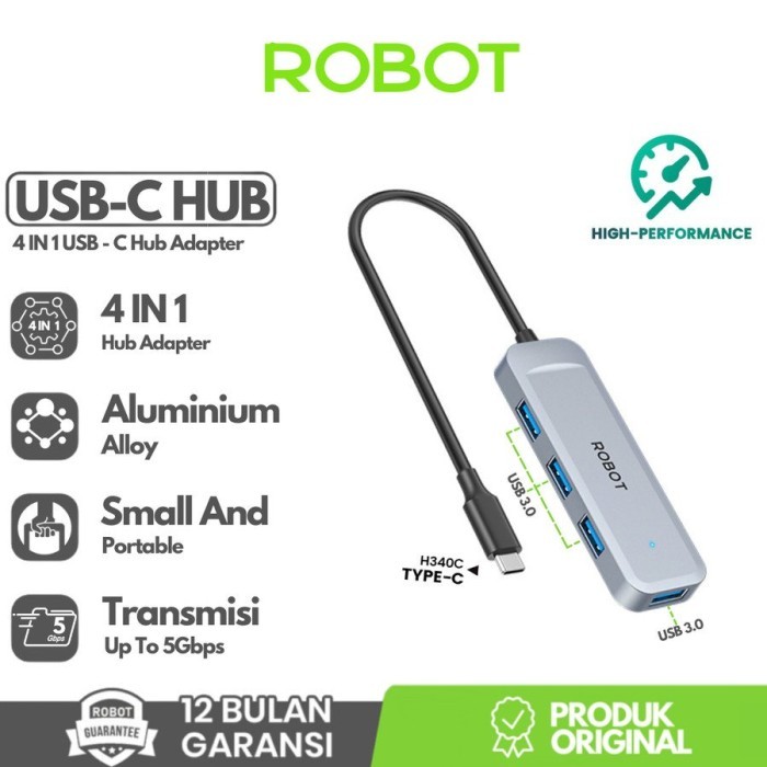Robot H340C USB HUB 4 Port USB-C to USB 3.0 5Gbps | Shopee Malaysia