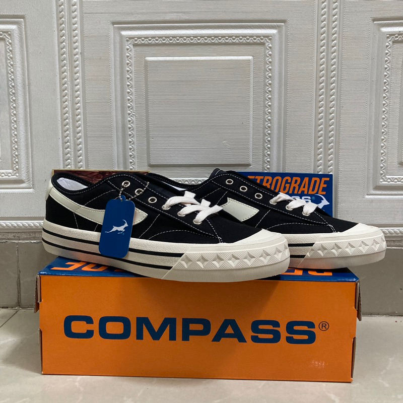 100% Original - Compass - Shoes - Retrogade Low Black White | Shopee ...