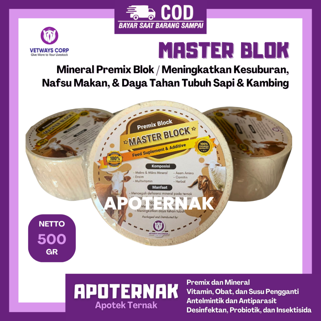 Master Block MASTER Block 500 gr (New Formula) - Premix Block Goat Cow ...
