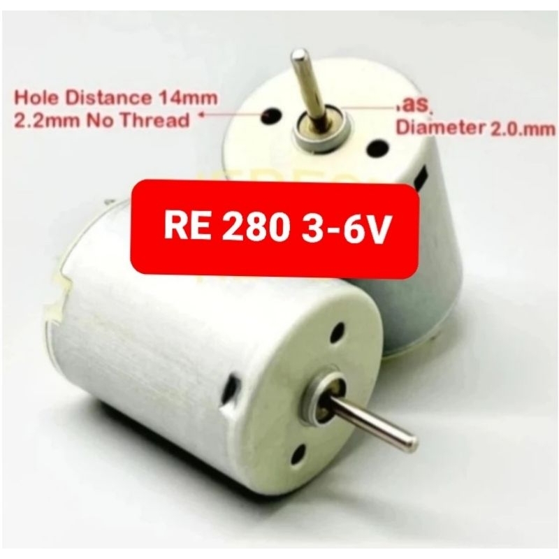 Dinamo RE 280 2865 DC motor 3-6V 3v 3.6V 3.7V 4.2V 5V speed 11000 RPM ...