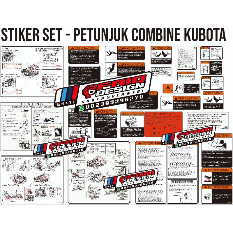 Decal SAFETY STICKER WARNING KUBOTA COMBINE DC70 SET | Shopee Malaysia