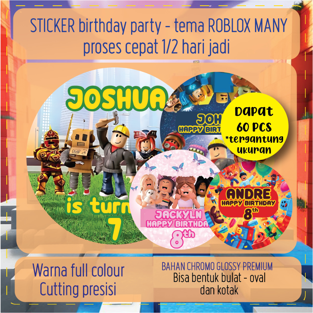 Roblox Many Sticker Labels - Children's Birthday Stickers, Hampers ...