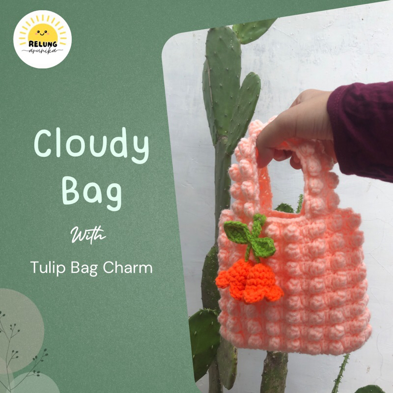 CLOUDY BAG WITH TULIP BAG CHARM (PUFFY BAG CROCHET) | Shopee Malaysia