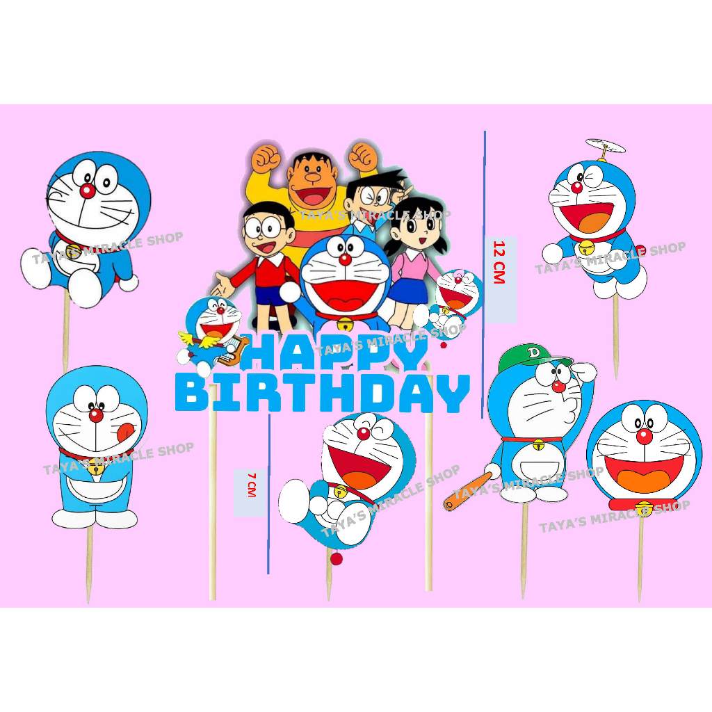 Toper / Topper / Birthday Cake Decoration / Happy Birthday Doraemon ...