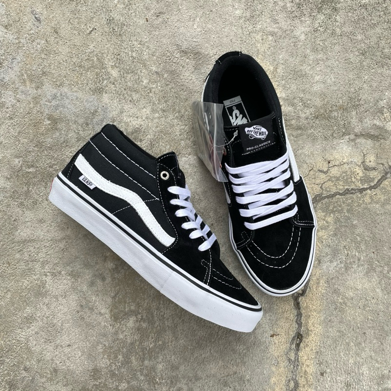 Sk8 MID PRO BLACK WHITE 100% ORIGINAL | Shopee Malaysia