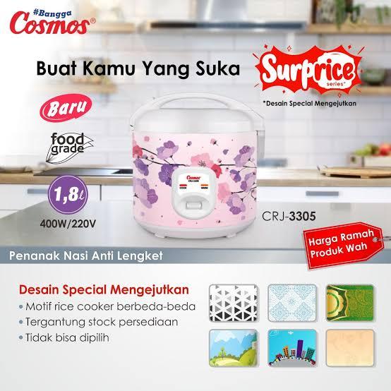 Cosmos Rice Cooker CRJ 3305 Magic Com Rice Cooker 1,8 Liter | Shopee ...
