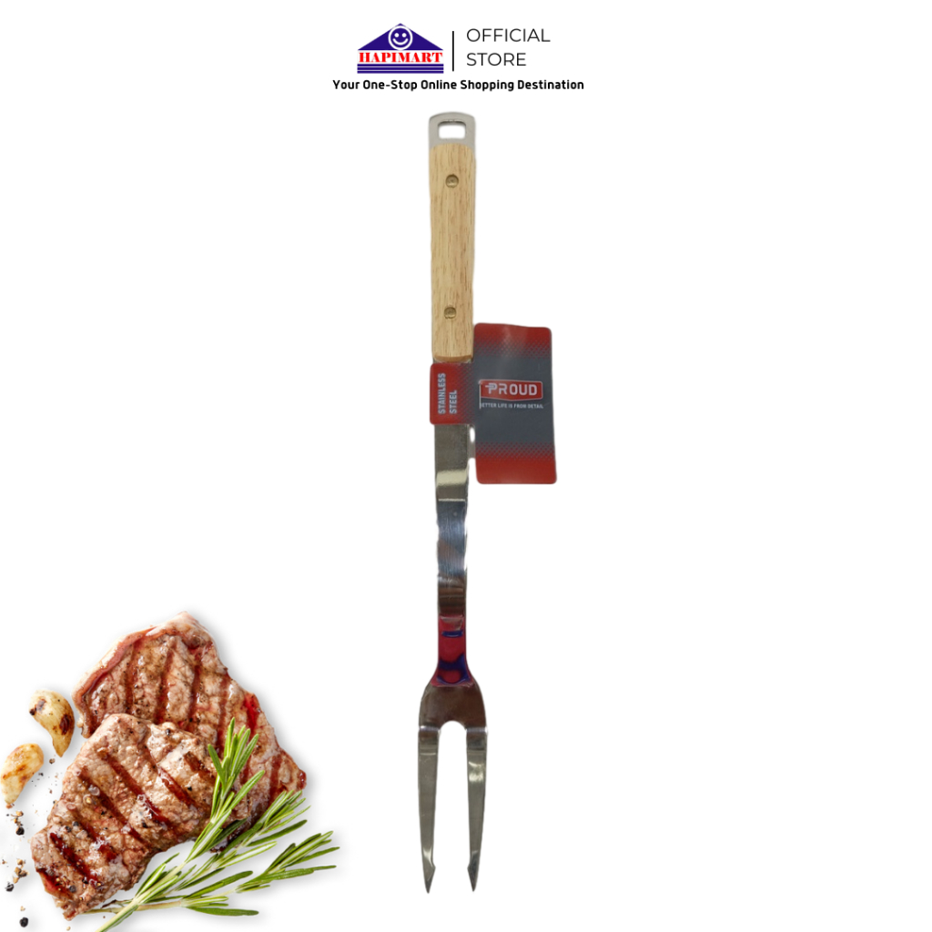 KAYU Stainless Steel Steak Fork Wooden Handle/Stainless Steel Barbeque Fork Stainless Steel Meat ...