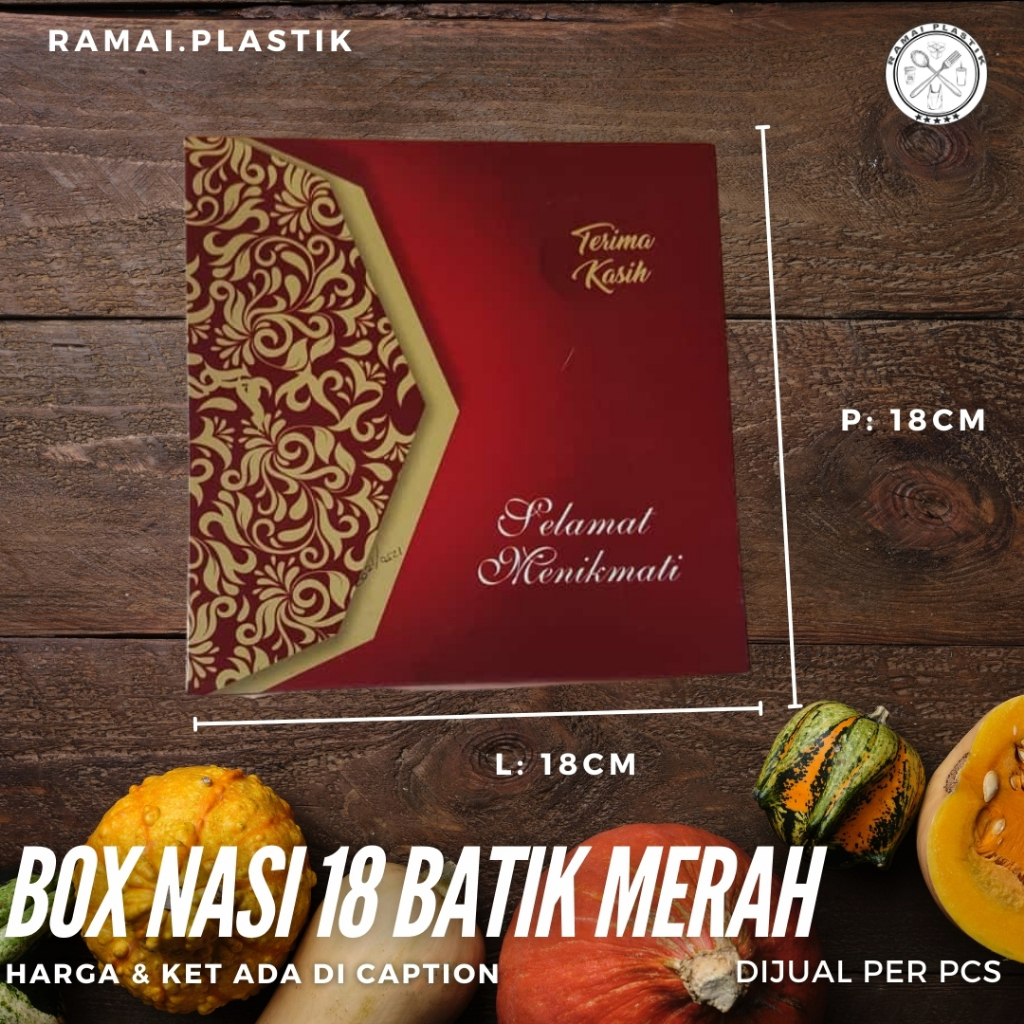 MERAH Uk 18x18 rice box with dark red batik motif/rice box/rice ...