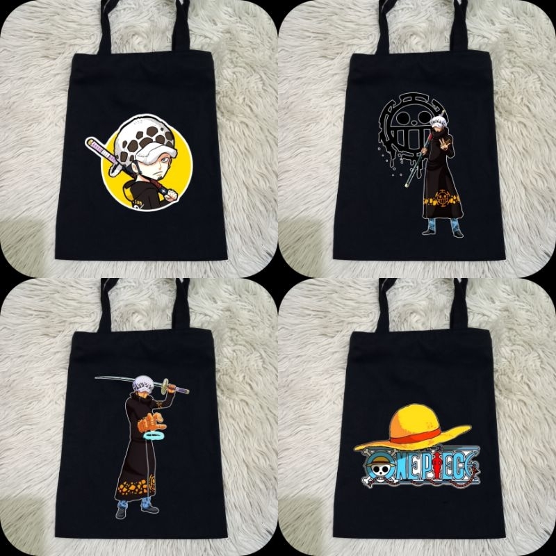 HITAM One Piece Black Totebag Trafalgar law 100% Thick Premium Canvas ...