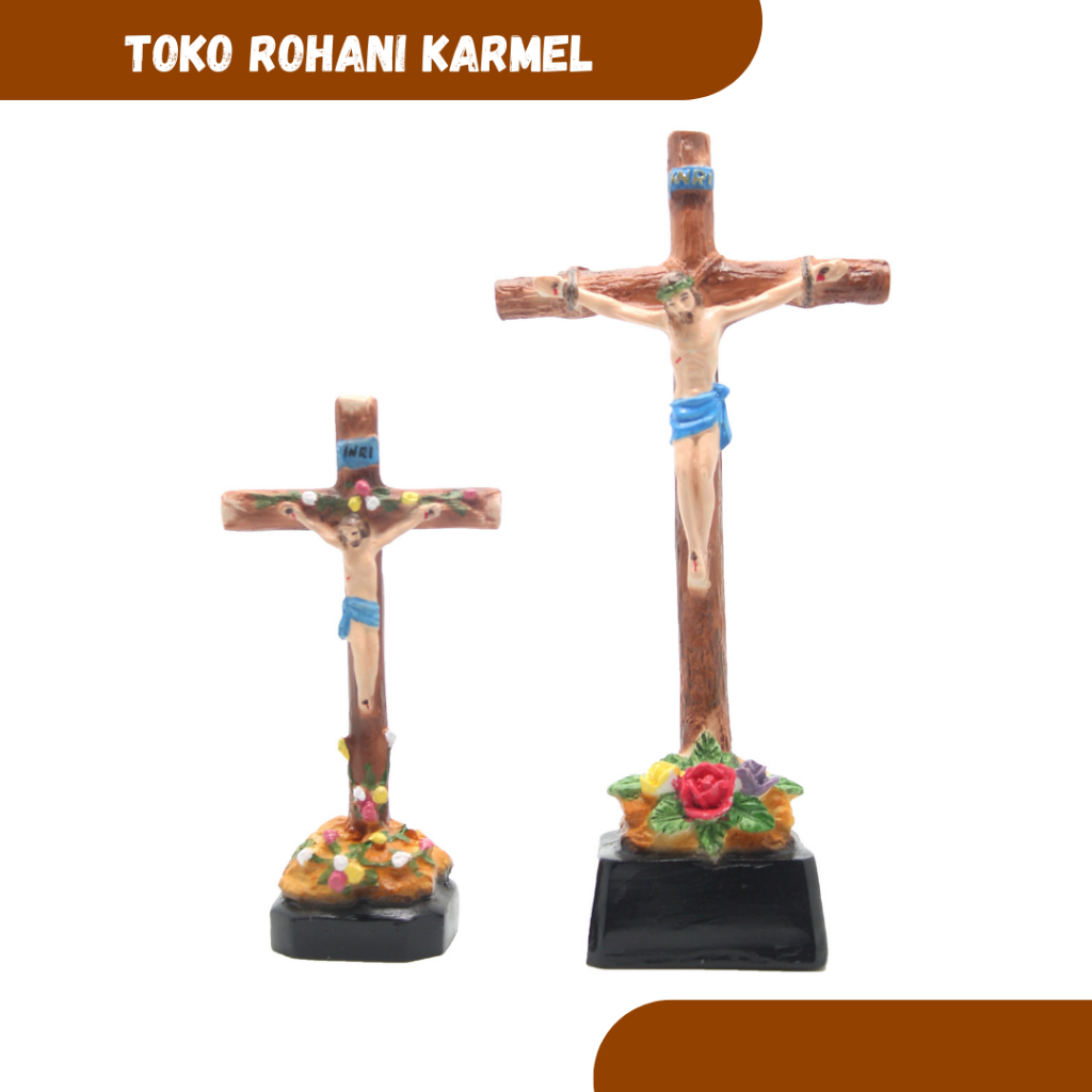 Catholic SITTING CROSS 10-17 CM (FLOWER MOTIF) / CATHOLIC TABLE CROSS ...