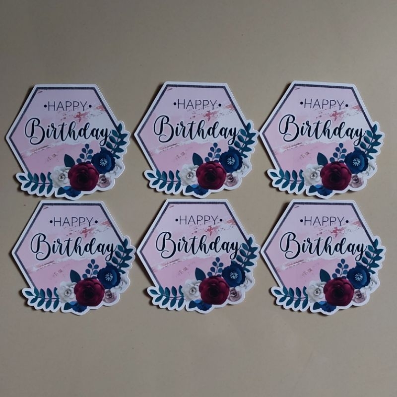 Happy birthday aesthetic topper (6pcs 9cm) | Shopee Malaysia