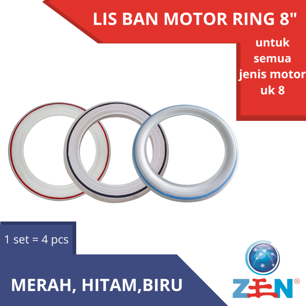 Motorcycle Tire Trim RING Rims 8" INCH One Color Rubber LIS Tire WHITE ...
