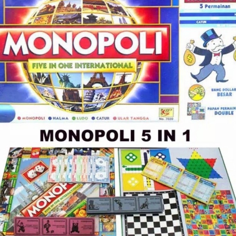 Best Product Monopoly 5 In 1 Monopoly Halma Chess Snakes and Ladders ...