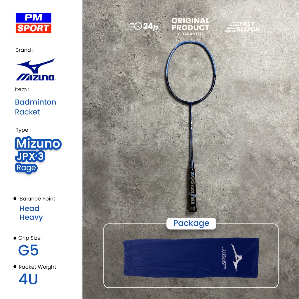 BADMINTON RACKET MIZUNO JPX 3 RAGE BADMINTON/ | Shopee Malaysia