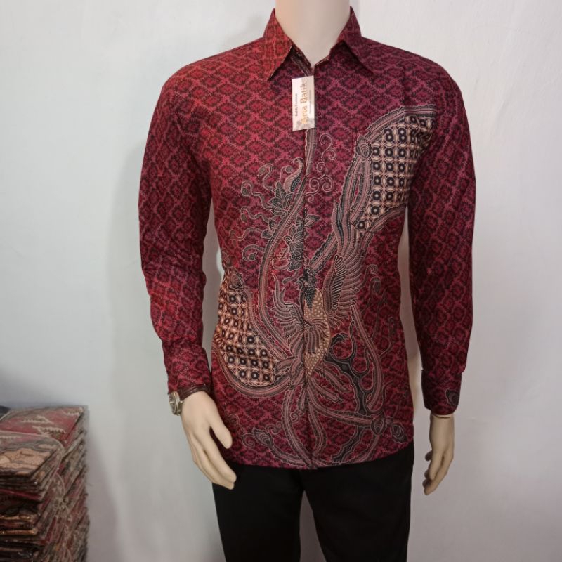 KEMEJA MERAH Phoenix maroon batik shirt original arta super batik CODE ...