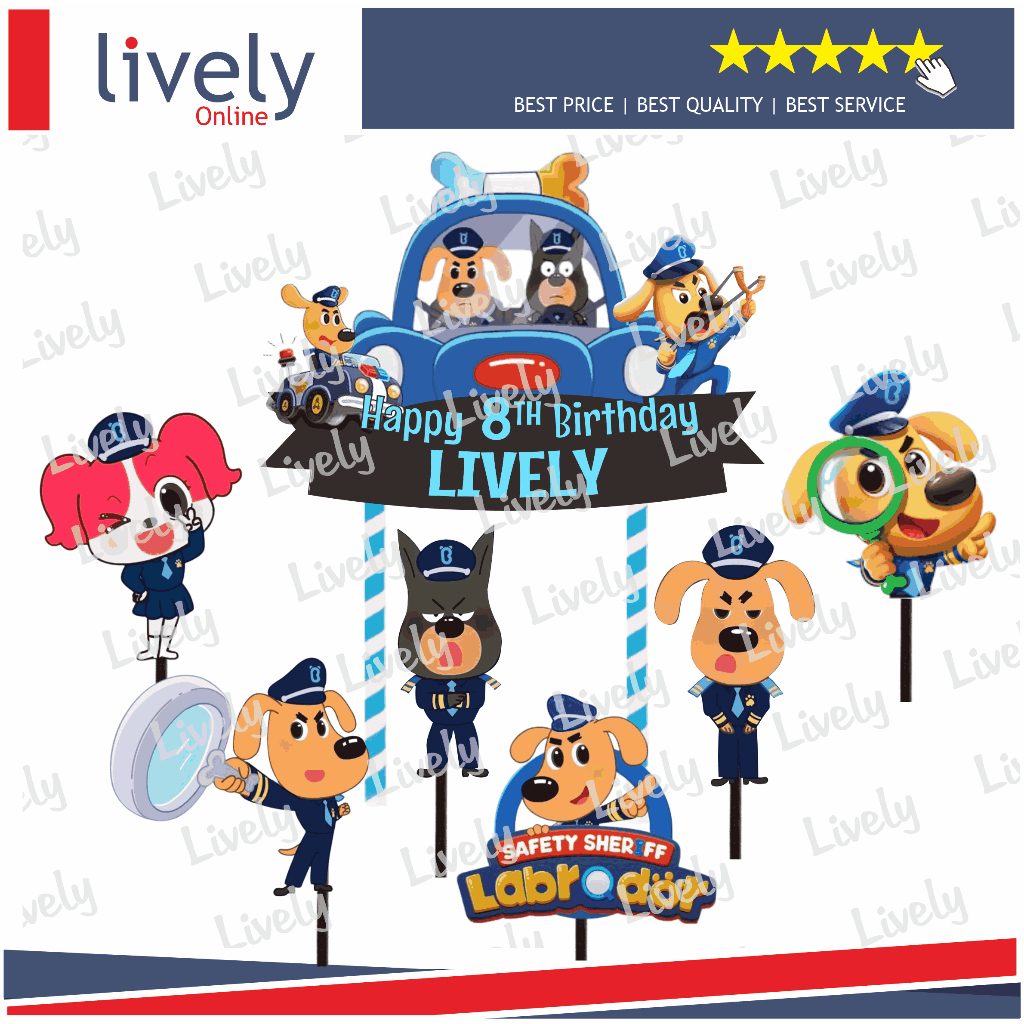 Custom Name CAKE TOPPER Police Character LABRADOR SHERIFF BIRTHDAY CAKE ...