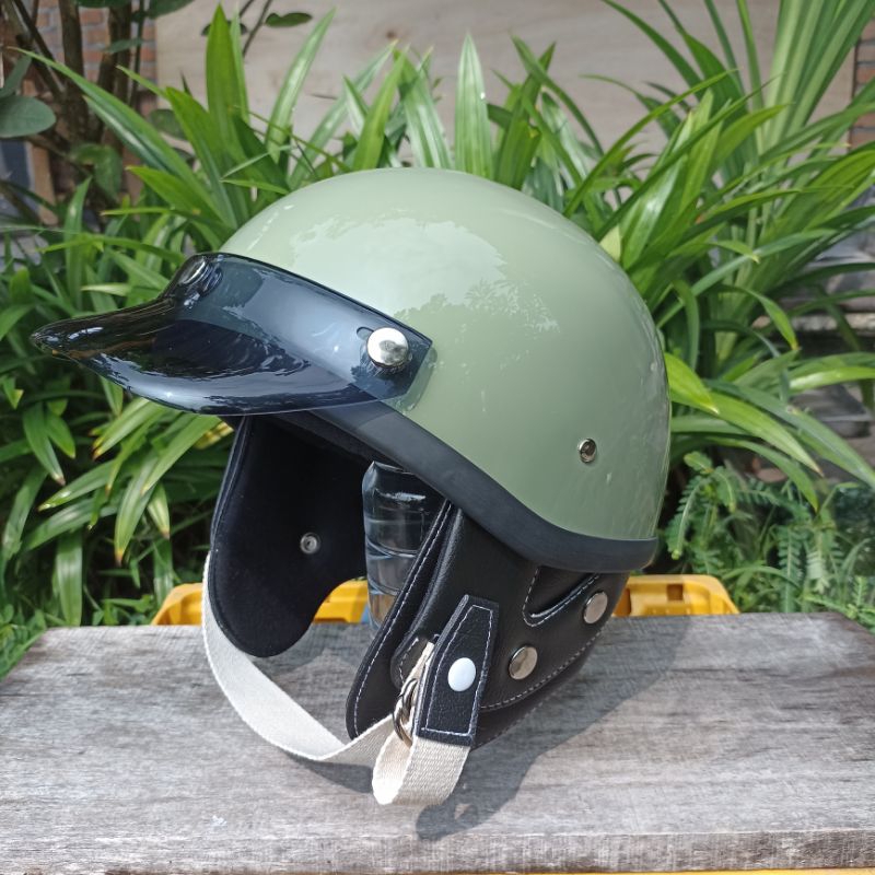 HIJAU Japanese Vintage Sage Green Chip Helmet | Shopee Malaysia