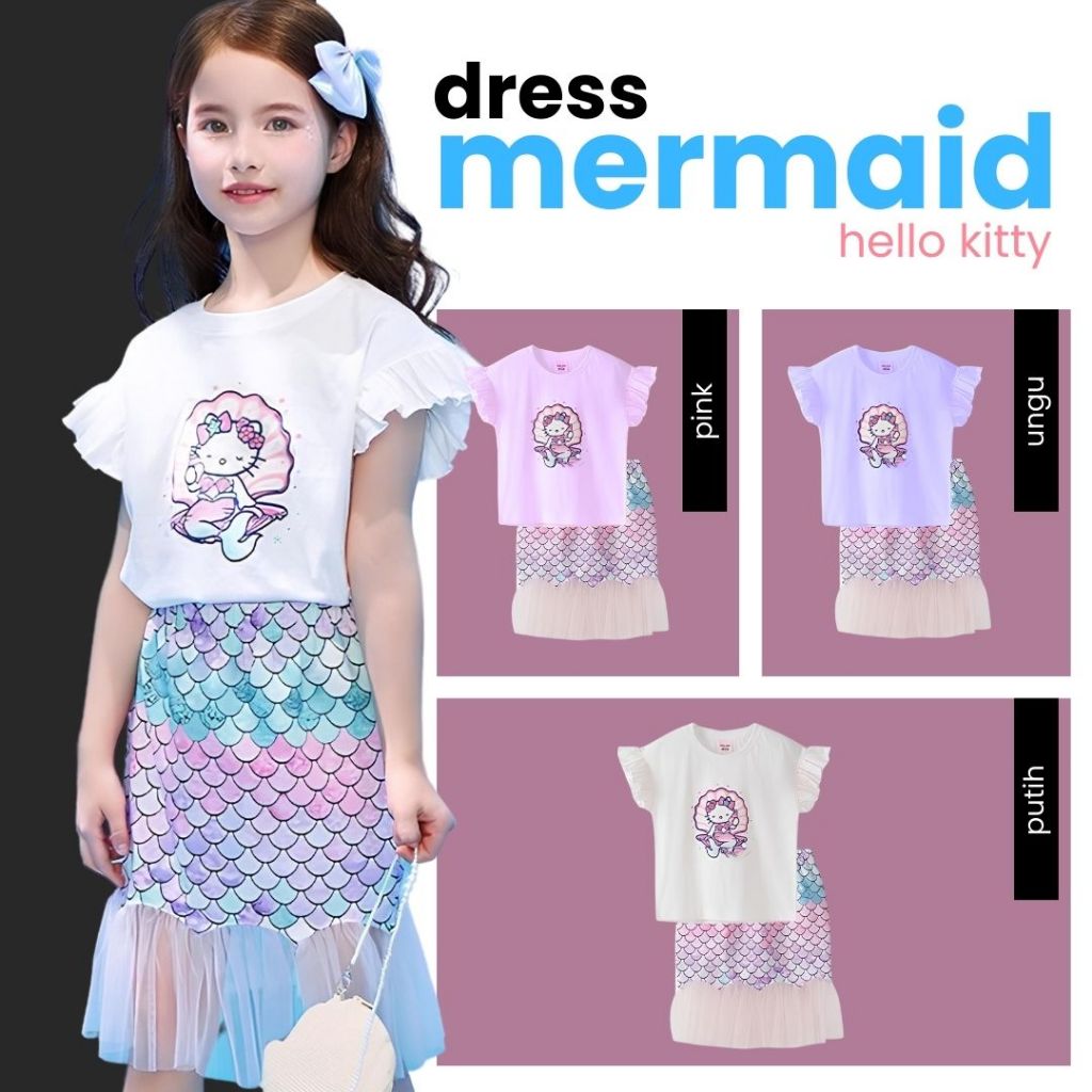[princesscoco] 1-9 Years Mermaid Hello Kitty Dress Suit Princess Dress ...