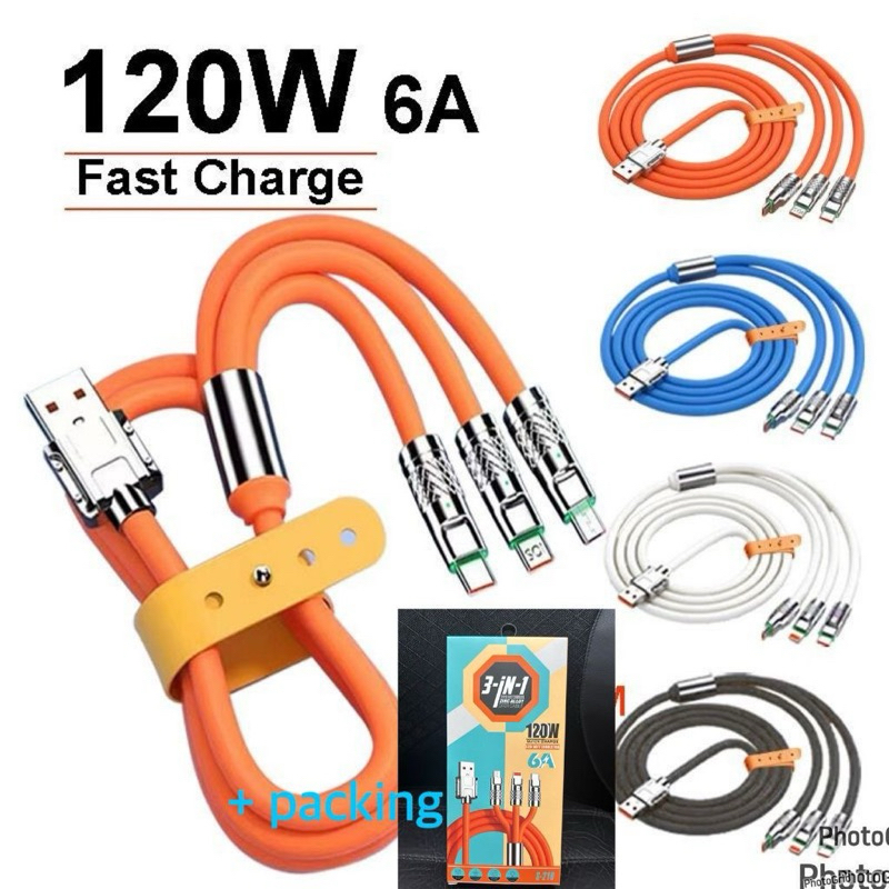 [TR-221] 3in1 Fast Charging Data Cable 6A / 120W (Micro, Type C ...