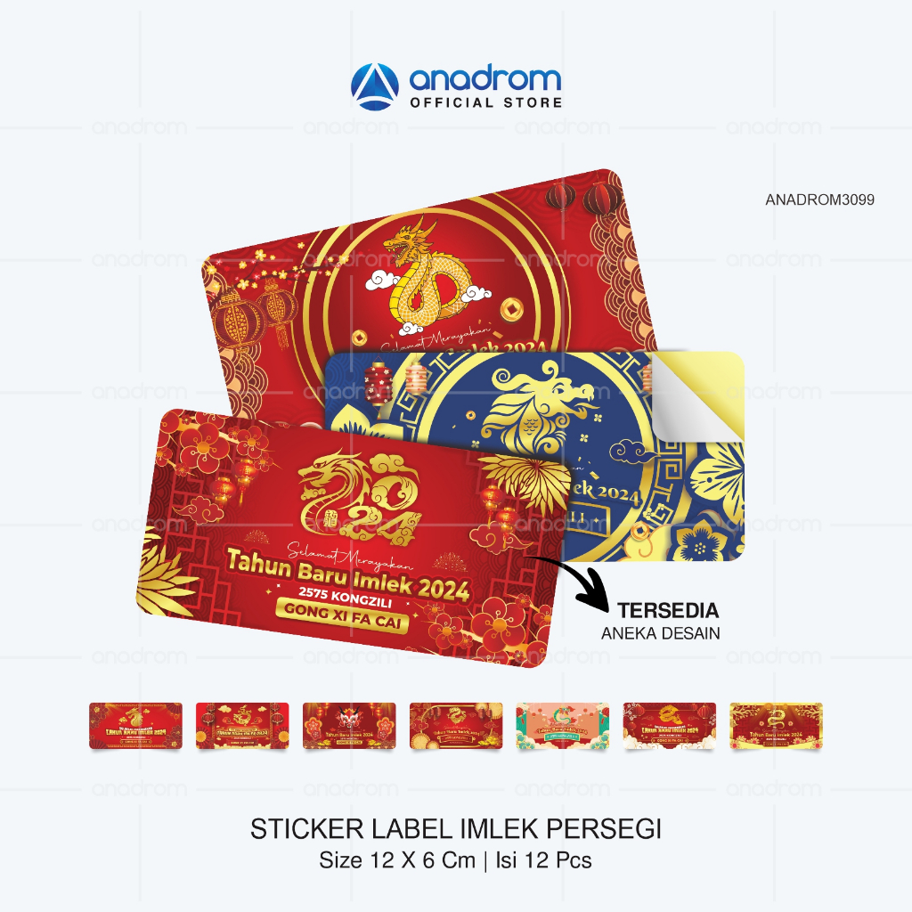 Cny Chinese New Year Label Sticker | Chinese New Year Stickers | Square ...