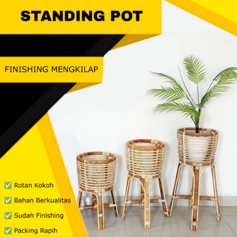 Standing Pot Ratan GLOSSY FINISHING / Flower Vase Container Aesthetic ...