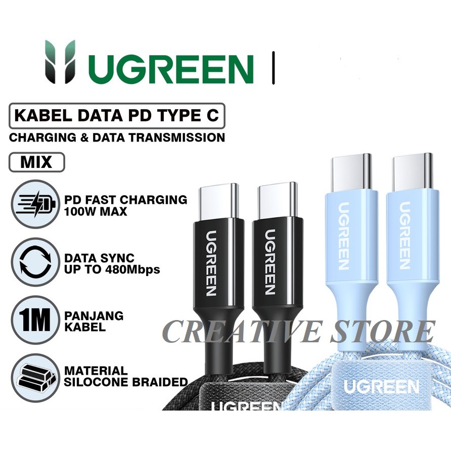 UGREEN Data Cable C TO C Fast Charging PD 100W Weaven for iP15 and ...