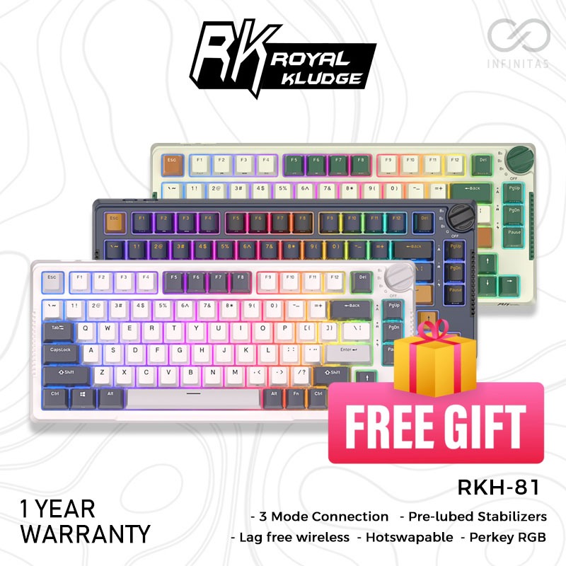 Royal Kludge RKH81/RK-H81 Hotswap Gasket Mount Mechanical Keyboard ...