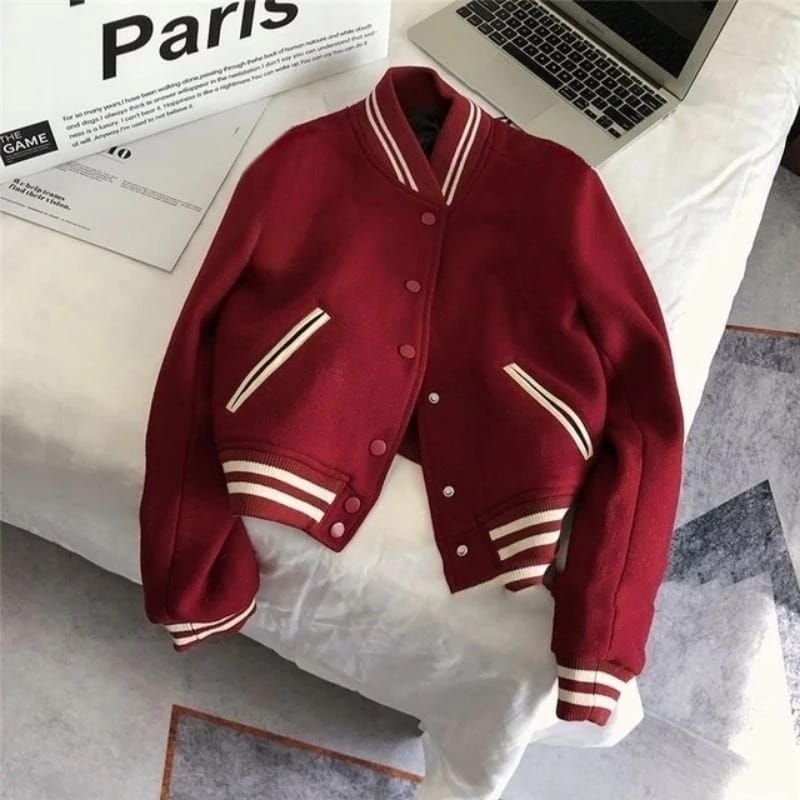 Baseball STRIPE CROOPE JACKET KOREAN STYLE | Shopee Malaysia