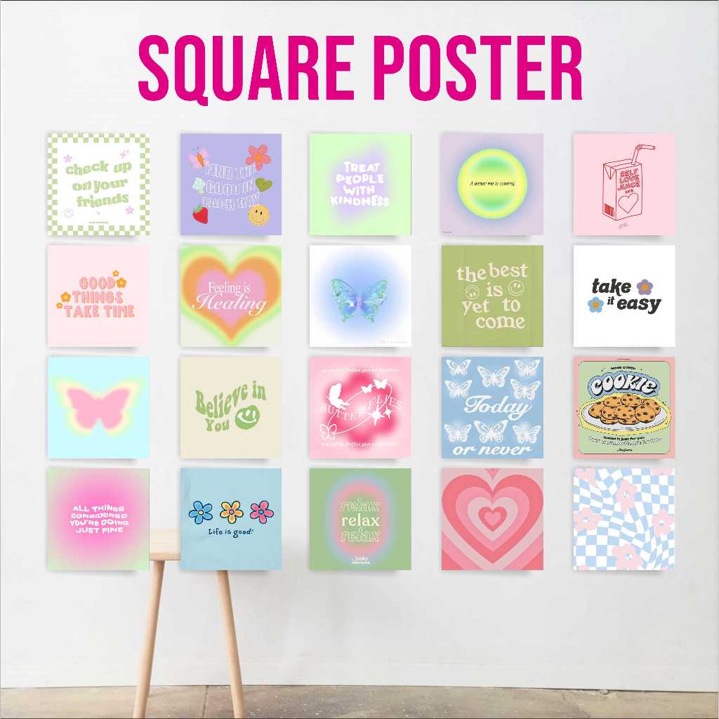 Square SQUARE SQUARE AESTHETIC WALL POSTER | Shopee Malaysia
