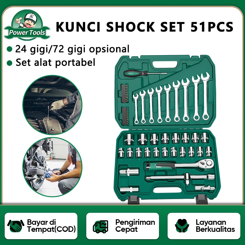 Isku shock wrench Set 51pcs rachet 1 Set original 24/72teeth Tool Set ...