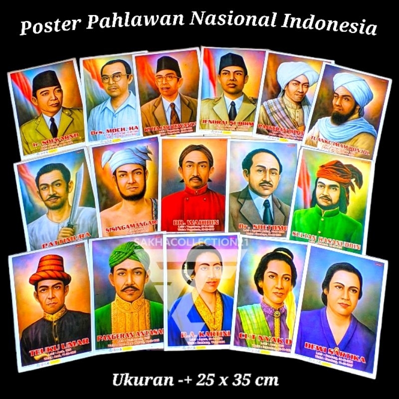 HIASAN DINDING Indonesian National Hero Poster/Hero Picture/Hero Photo ...
