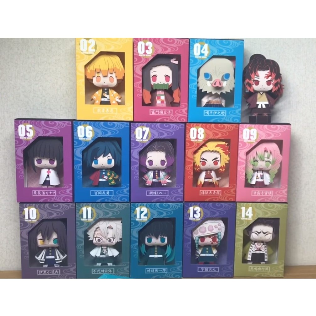 Series BOX KIMETSU NO YAIBA PAPERCRAFT Miniature ACTION FIGURE DIY Hand ...