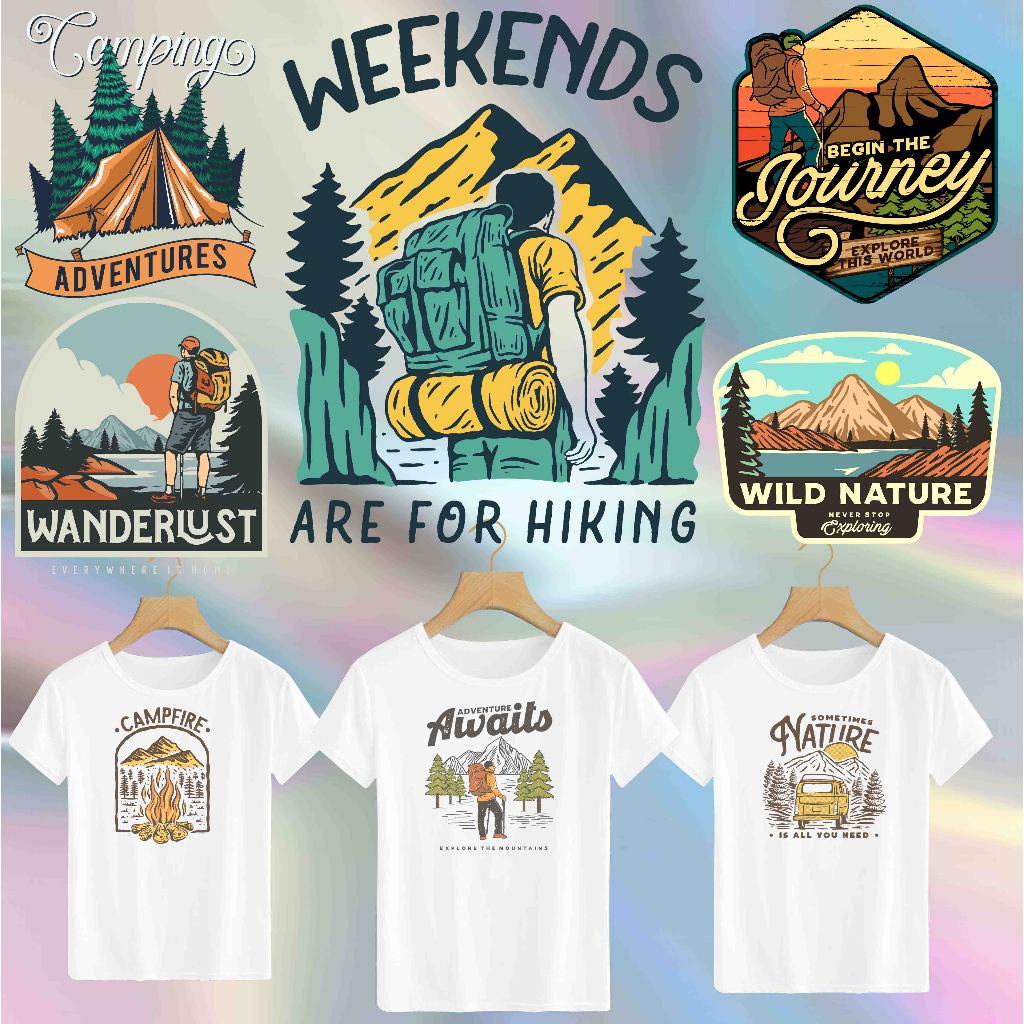 Dtf STICKER SCREEN PRINTING SIZE 19CM NATURE ADVENTURE THEME | Shopee ...