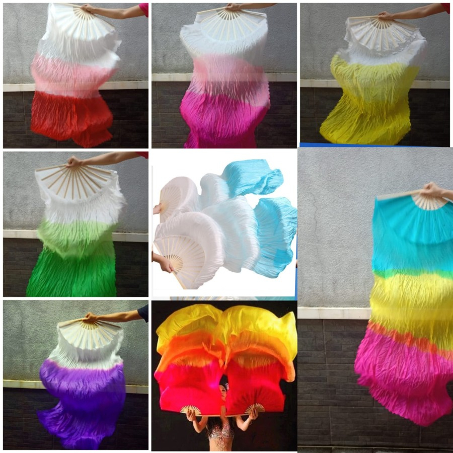 Hand Fan Bamboo Silk Long Color Tassel Dance Tool Church Tambourine Props Belly Dance | Shopee ...