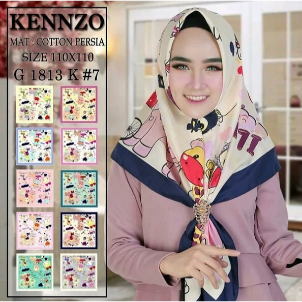 KATUN Kennzo Quadrilateral HIJAB Character MOTIF Rectangular Veil COTTON Material/Persian COTTON ...