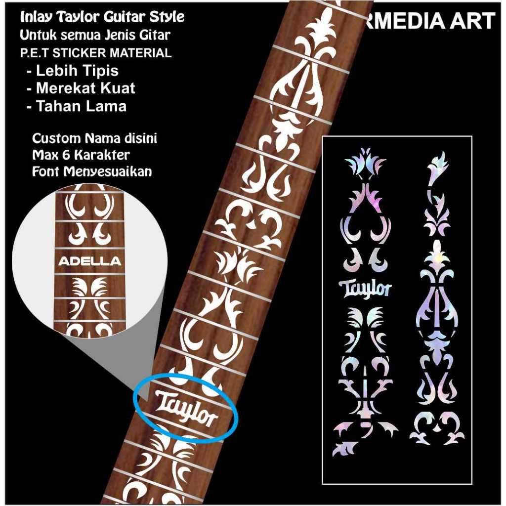 Cool Guitar fret sticker Guitar fretboard sticker Acoustic Guitar inlay ...