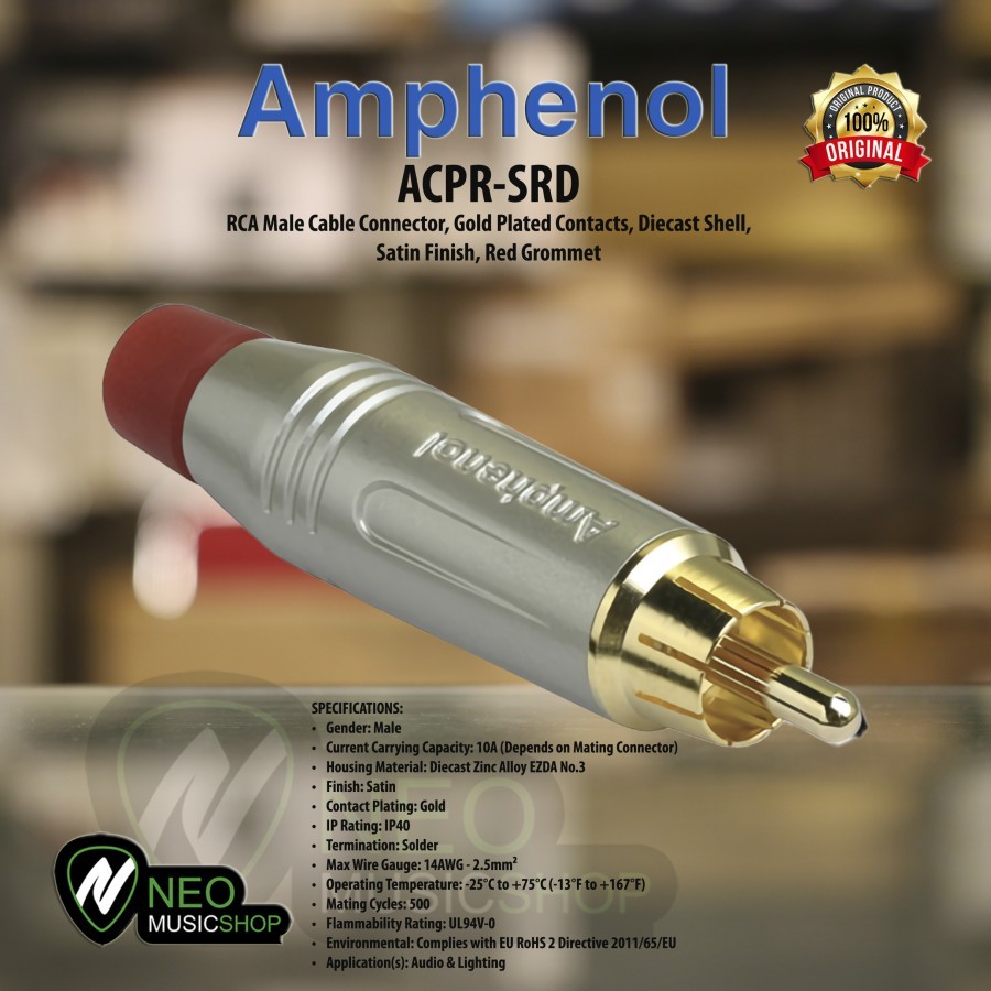 Amphenol ACPR SRD RCA Male Cable Connector, Gold Plated Contacts ...
