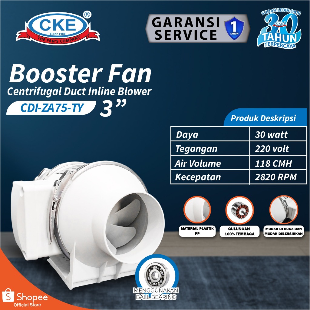 3" Inch Plastic Booster Fan Inline Duct Fan Ventilation Extractor Fan ...