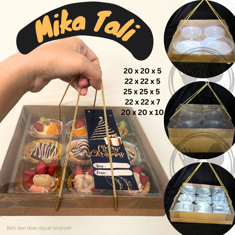 [10 Pc CLIPS] TRANSPARENT MIKA BOX / MIKA HANDLE ROPE BOX / MIKA CAKE ...