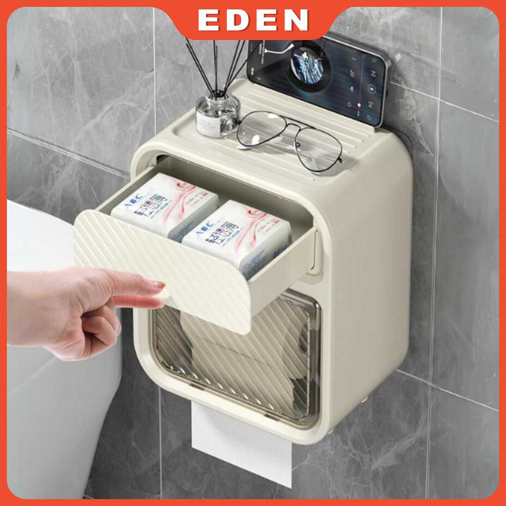 Multi-purpose Bathroom Non-Drilling Hanging Tissue Holder with Storage ...
