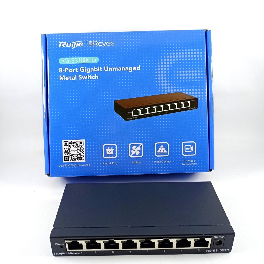 Ruijie Reyee RG-ES108GD Switch Hub 8 Port GIGABIT 10/100/1000Mbps ...