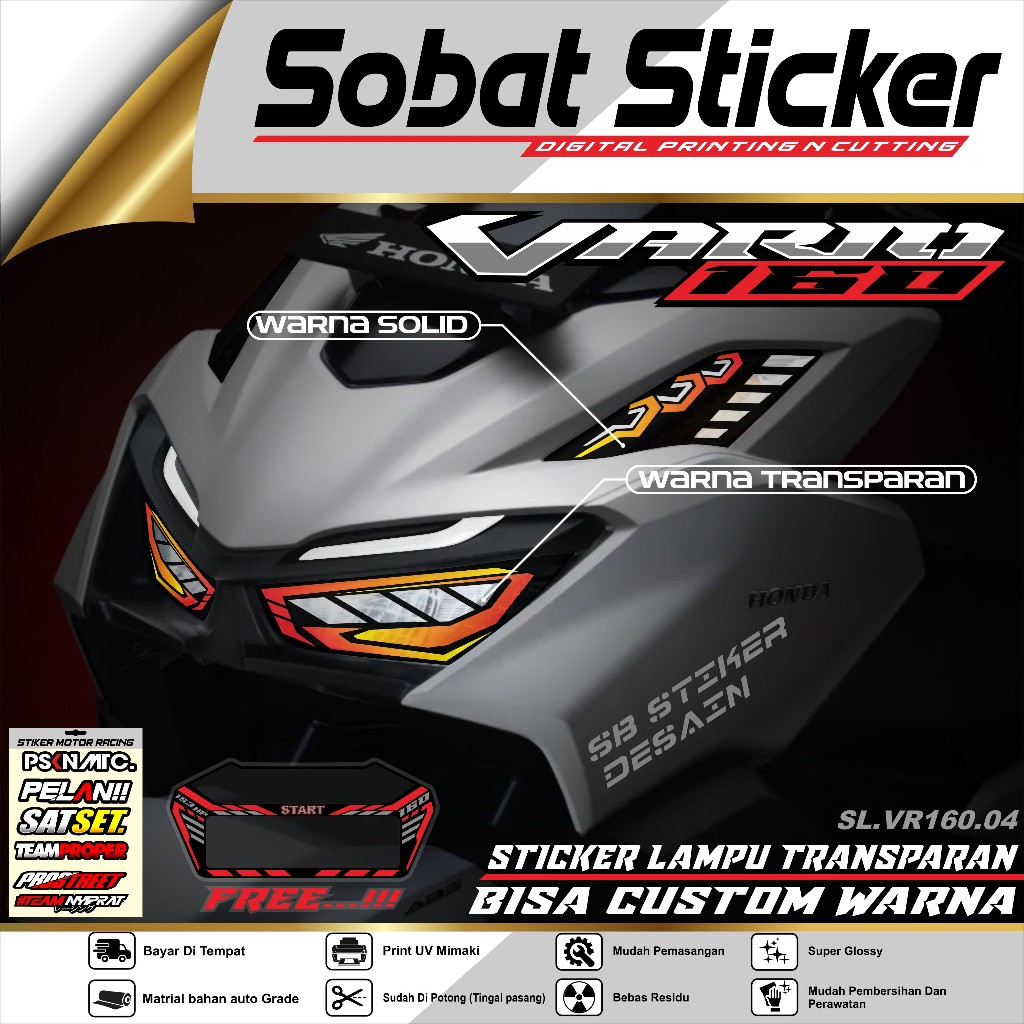 Vario 160 Lamp Sticker/Transparent UV Eyebrow Lamp Variation 2024 Honda ...