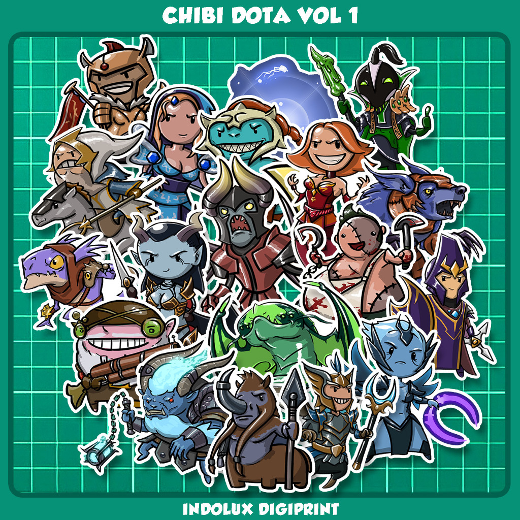 Sticker Dota Hero Chibi waterproof Sticker pack dota2 heroes gamers ...